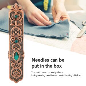 Vintage Design Sewing Needle Case with Zinc Alloy Needle Holder, Prevent Loss, Embroidery and Craft Art Work (Rose Gold)