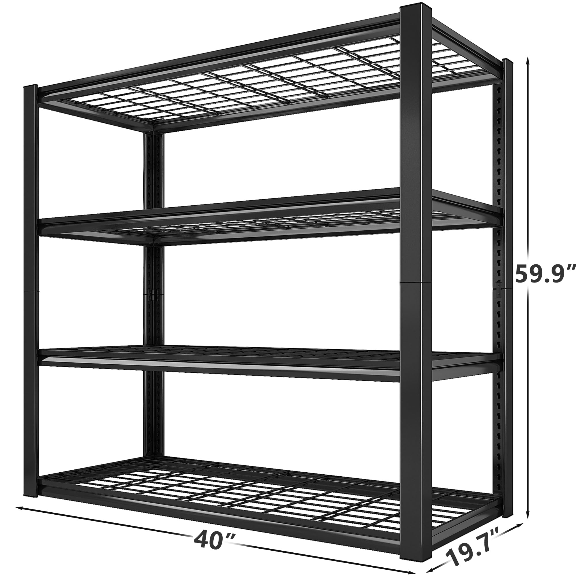 REIBII 40" W Garage Shelving Load 2200LBS Wide Storage Shelves Heavy Duty 4-tire Garage Storage Shelving Adjustable Metal Shelving Industrial Shelving Unit Utility Shelf Commercial Rack Basement