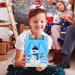 SPERPAND 24 Pack Small Christmas Gift Bags with Tissue Paper, 8.7"x6.3"x3.1", Blue and White Xmas Gift Bags Bulk with Handles for Christmas, Birthday Parties, Gift Wrapping