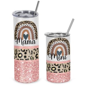 cosictic mama and mini skinny tumbler set for mom and kids, mother's day gift for mom new mom mom to be