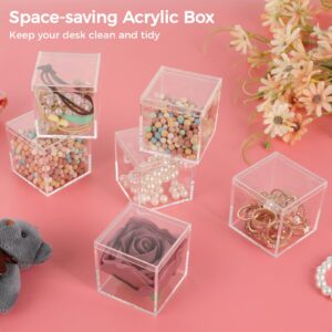 40 Pcs Clear Acrylic Boxes, Small Clear Boxes with Lids, 2.2 x 2.2 x 2.2 in Plastic Square Cube, Square Display Box, Clear Container Boxes for Candy Pill Earring Jewelry Tiny Beads