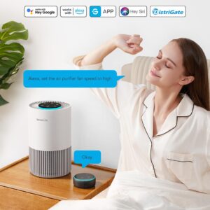 GoveeLife Smart Air Purifiers for Bedroom, with WiFi Alexa Control, HEPA 24dB Quiet Air Purifier with Fragrance Sponge, RGB Night Light, for Pet Dander, Allergies, Smoke, Office and Desktop, White