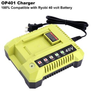 Kotoate Replacement for Ryobi 40V Battery Charger, OP401 Charger Compatible with Ryobi 40V Lithium Battery OP4040 OP4050 OP4050A OP40601 OP4026 OP4015 OP4030 Fast Charger