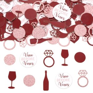 wonmelody wine bachelorette table decoration wine theme bachelorette party decorations with vino before vows confetti wine bottle diamond ring confetti for burgundy engagement bridal shower wedding