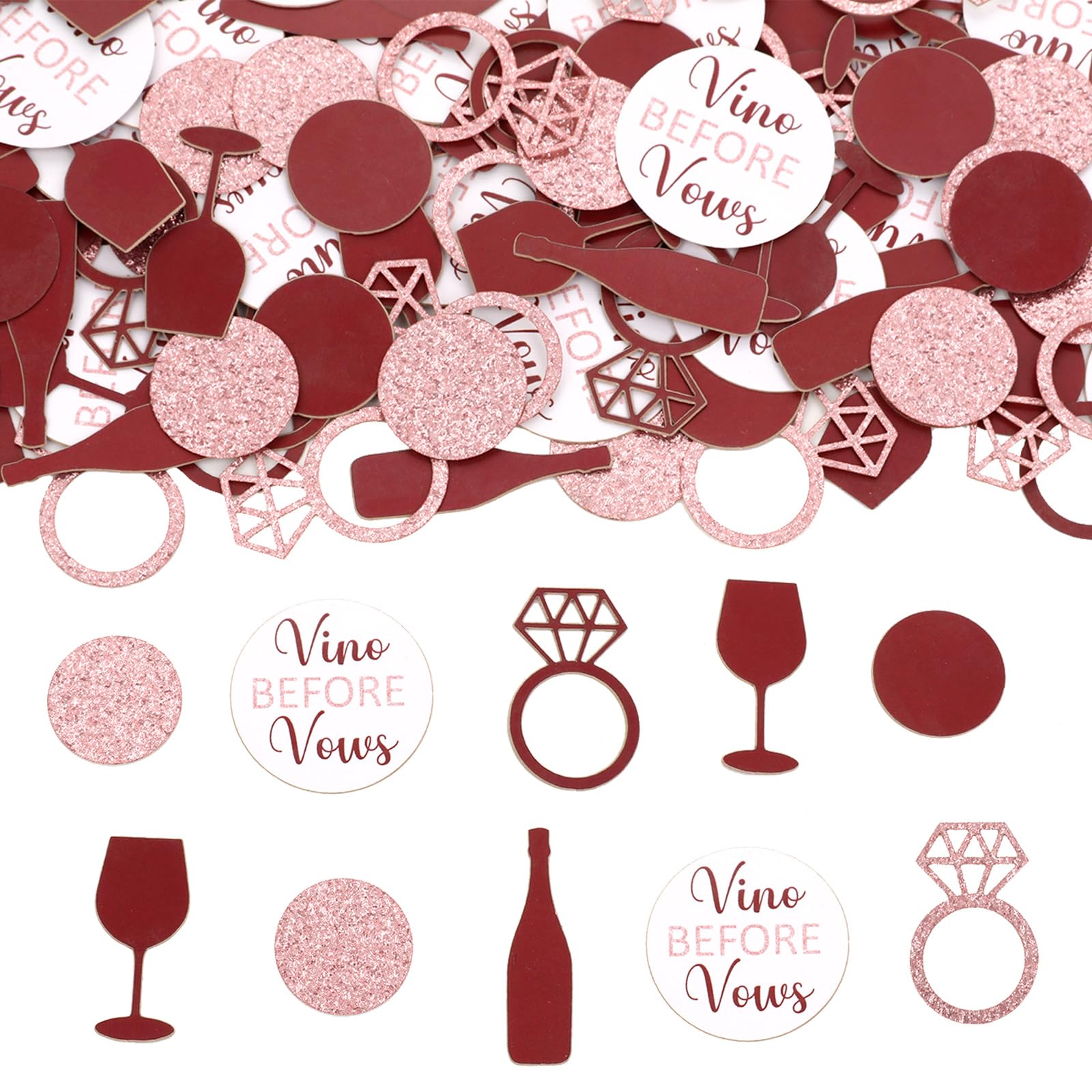 Wonmelody Wine Bachelorette Table Decoration Wine Theme Bachelorette Party Decorations with Vino Before Vows Confetti Wine Bottle Diamond Ring Confetti for Burgundy Engagement Bridal Shower Wedding