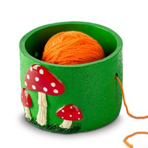 Mushroom Yarn Bowl for Crocheting Green Crochet Bowls for Yarn Red Docor Crochet Bowl Knitting Bowl