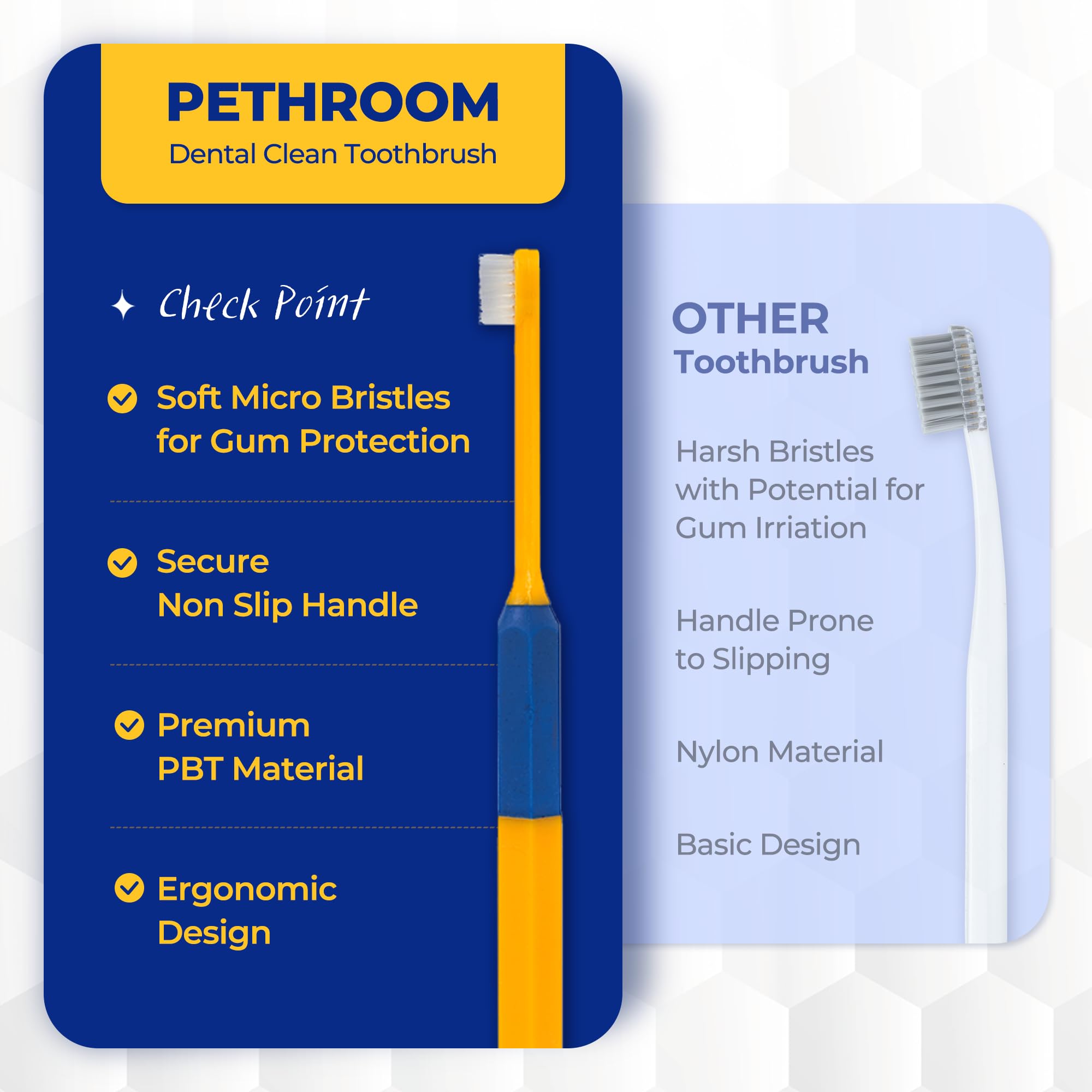 PETHROOM] Dental Micro Fiber Toothbrush for Pet | Small Dogs and Cats Teeth Brushing Cleaning Tooth Care | Soft Bristle Cleaning Toothbrush for Dog Puppy Cat (Extra Small)