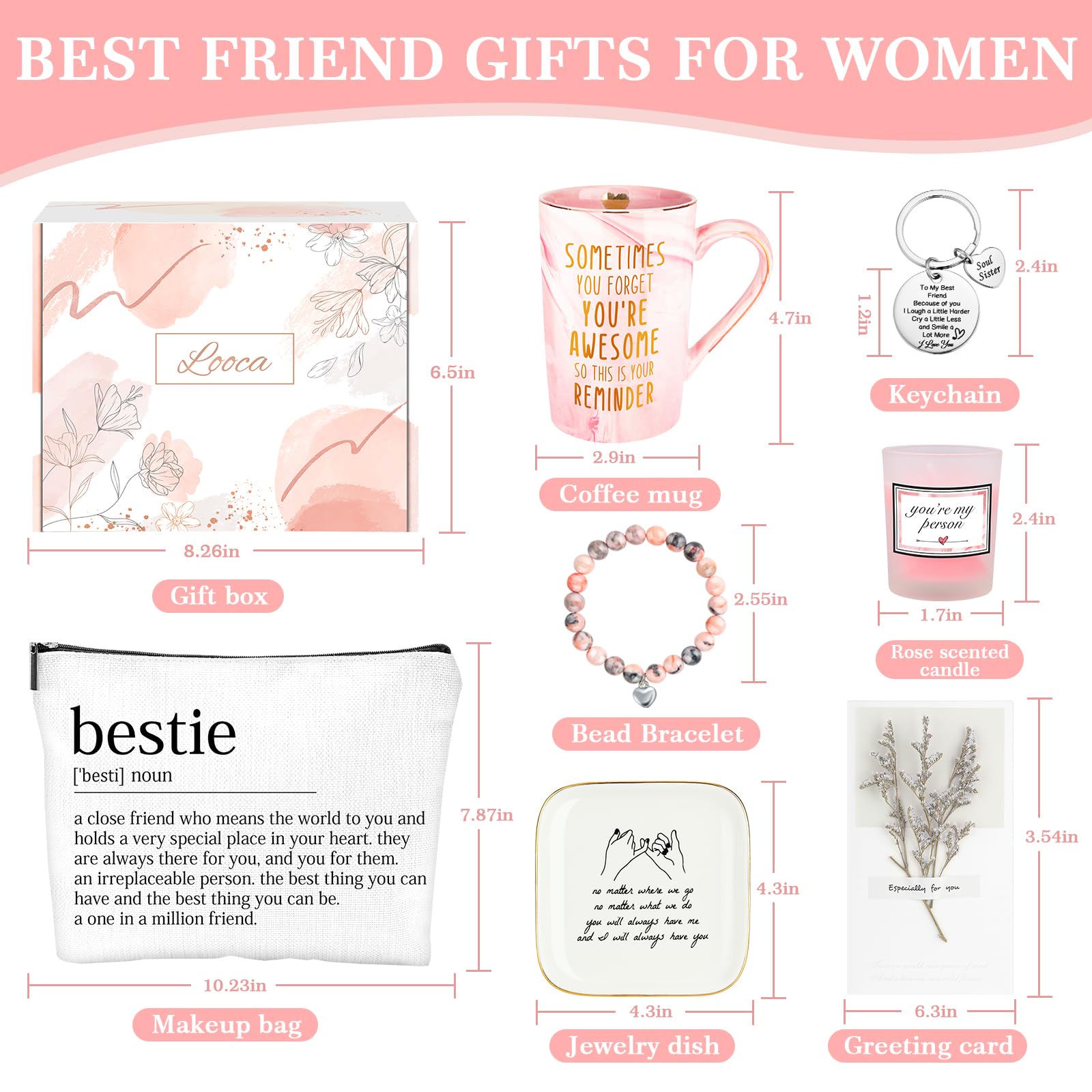 Looca Best Friend Birthday Gift Basket for Women - Unique Friendship Gifts for Bestie, BFF