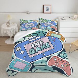 HCHUANG Gamer Comforter Set for Boys Queen Size 3 Piece Gamer Bedding Sets Video Game Bedding Sets for Kids