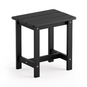 lue bona outdoor side table, hdps small outdoor table, adirondack side table, outside end table for patio, porch, deck, pool, weather resistant/easy maintenance/indoor or outdoor use, black