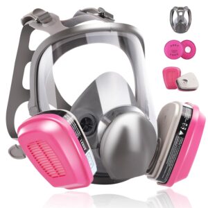 vocitxi full face respirator mask - 6800 reusable gas mask anti-fog with 60921 filters prevent dust fumes vapors widely used for painting, sanding, polishing, spraying and other work protection