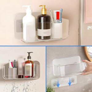 Diesisa Acrylic Wall Mount Organizer, Self Adhesive Organizer for Wall, Shower Caddies Organizer, Adhesive Shelf with Self Adhesive Tape, for Bathroom, Kitchen, Inside of Cabinet Door