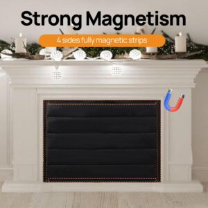 TURBRO Magnetic Fireplace Cover, 45” W x 34” H Magnetic Fireplace Draft Blocker, Indoor Vent Insulation Draft Stopper, Prevent Heat and Cold Air Loss, fits for Iron and Brick Frame, with Sticky Tapes