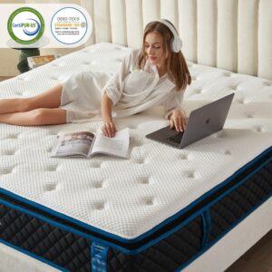 CHRIXANEIR 12 Inch Hybrid Mattress, Medium Firm Gel Memory Foam Mattress in a Box and Pocket Springs with Tencel Cover, CertiPUR-US Certified, Balance Support & Pain-Relief Cal King Size Mattress.