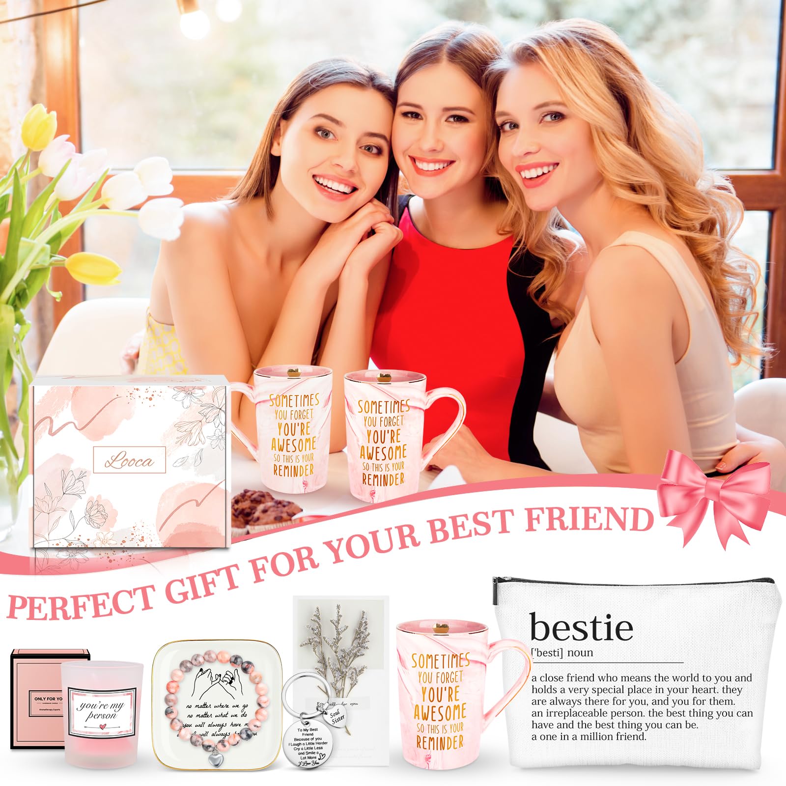 Looca Best Friend Birthday Gift Basket for Women - Unique Friendship Gifts for Bestie, BFF