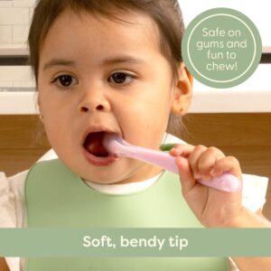 Upward Baby Spoons Self Feeding 12+ Months - Baby Feeding Spoons, Baby Led Weaning Spoons, Baby Feeding Essentials, Baby Food Spoons - Silicone Baby Spoon - Baby Self Feeding Spoon