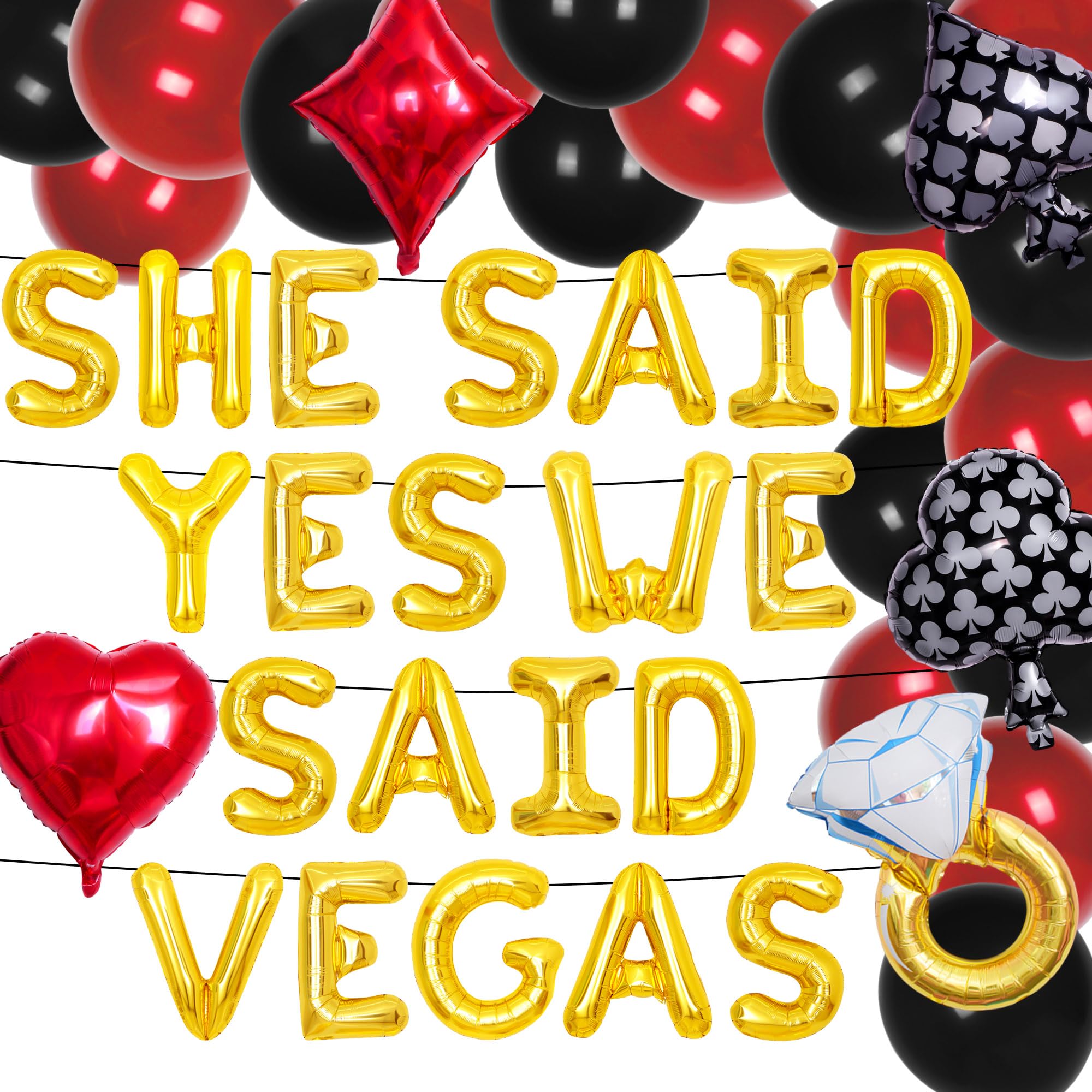 LaVenty 16 PCS She Said Yes We Said Vegas Balloon Las Vegas Bachelorette Party Decorations Casino Bachelorette Bridal Shower Balloons Garland