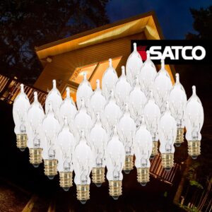 Satco S3241, 7 1/2W CAND Turn TIP CLR, 7.5 Watt CA5 Incandescent; Clear; 1500 Average Rated Hours; 40 Lumens; Candelabra Decorative Light Base; 120 Volt (25 Light Bulbs)