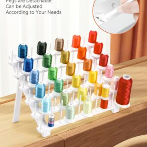 Sew Tech Thread Rack, Bright White Plastic Thread Holder with 60 Pegs and Extra 10 Long Pegs, Sewing and Embroidery Thread Stand