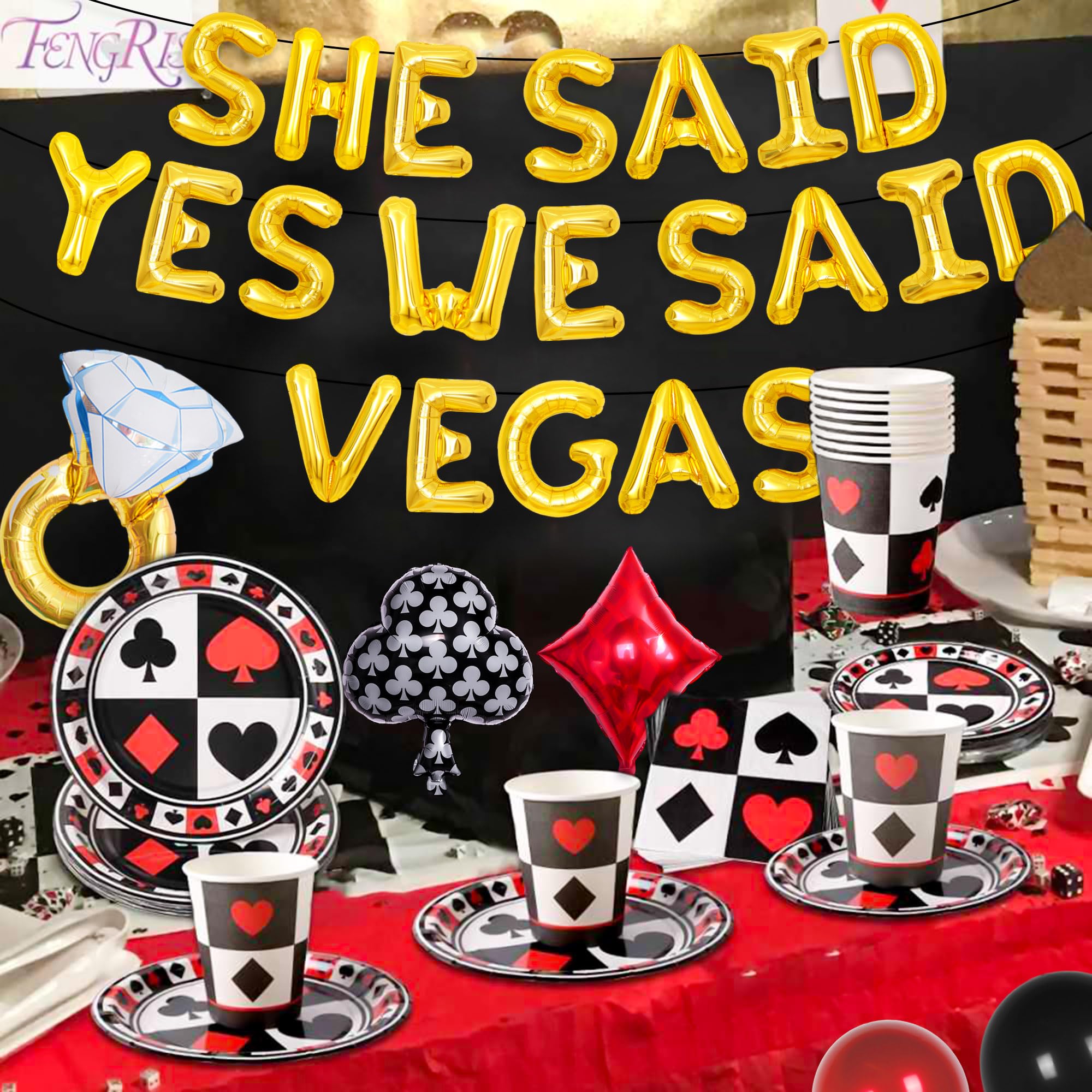 LaVenty 16 PCS She Said Yes We Said Vegas Balloon Las Vegas Bachelorette Party Decorations Casino Bachelorette Bridal Shower Balloons Garland