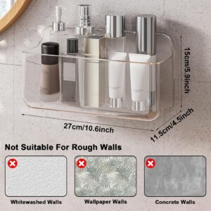 Diesisa Acrylic Wall Mount Organizer, Self Adhesive Organizer for Wall, Shower Caddies Organizer, Adhesive Shelf with Self Adhesive Tape, for Bathroom, Kitchen, Inside of Cabinet Door