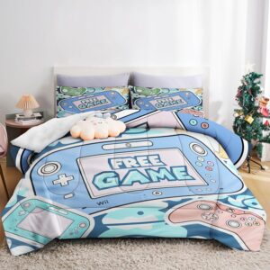 HCHUANG Gamer Comforter Set for Boys Queen Size 3 Piece Gamer Bedding Sets Video Game Bedding Sets for Kids