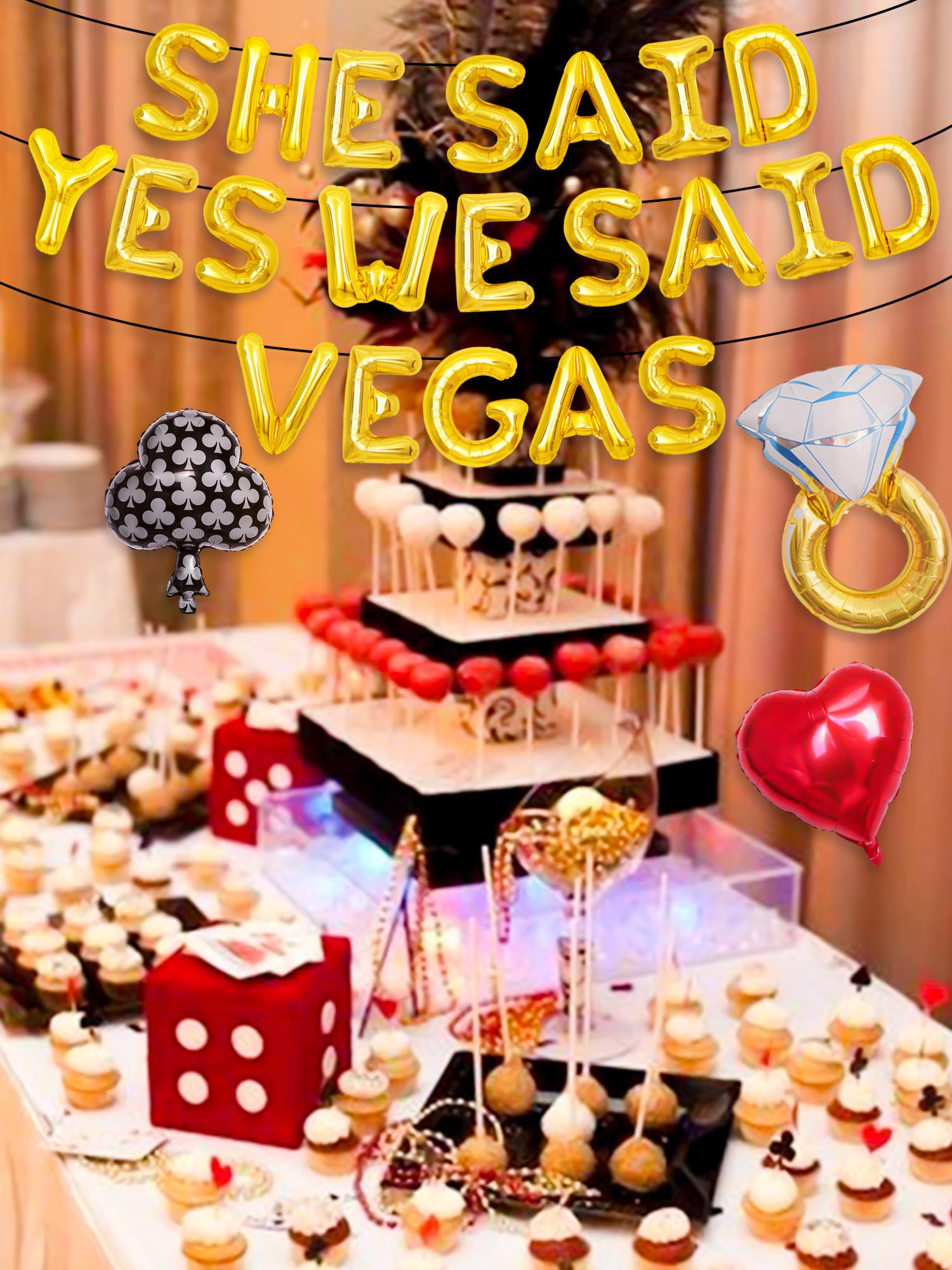 LaVenty 16 PCS She Said Yes We Said Vegas Balloon Las Vegas Bachelorette Party Decorations Casino Bachelorette Bridal Shower Balloons Garland