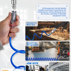 SARDVISA 25 Feet Repairable EVA Recoil Air Hose, Air Compressor Hose with 1/4" NPT Industrial Universal Quick Coupler and I/M Plug Kit, 200PSI Max Air Tool Hose