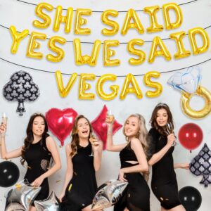 LaVenty 16 PCS She Said Yes We Said Vegas Balloon Las Vegas Bachelorette Party Decorations Casino Bachelorette Bridal Shower Balloons Garland