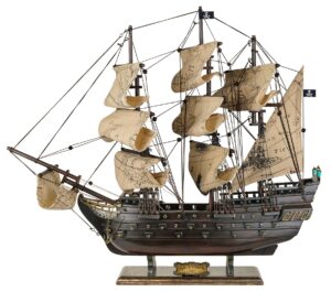 sailingstory wooden pirate ship model black pearl model ship sailboat decor sea chart sails 20.5"