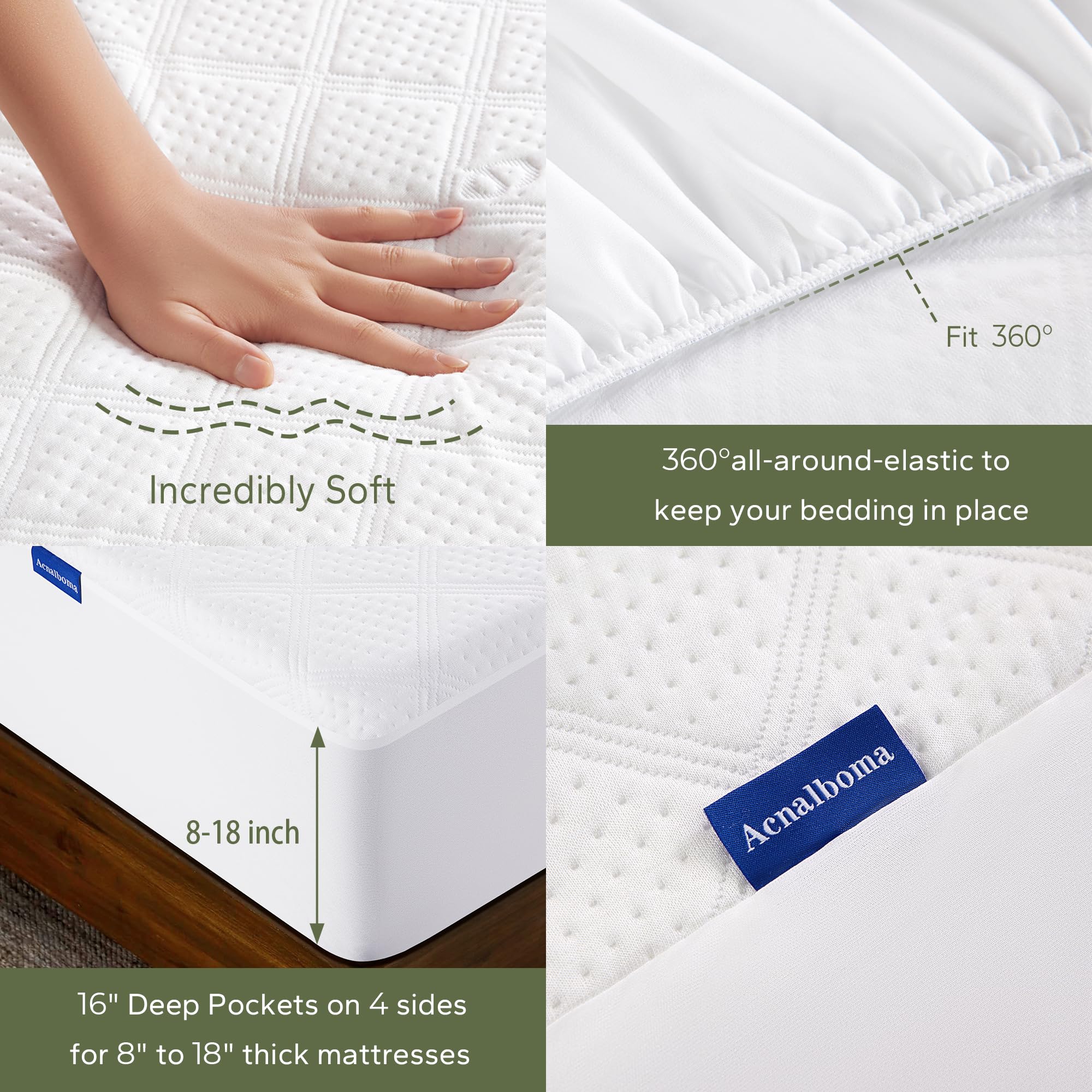 Waterproof Mattress Protector King Size - Cooling Mattress Protector 100% Bamboo_ Mattress Cover, Soft Breathable Noiseless Bed Mattress Pad Covers Washable,78"x80"