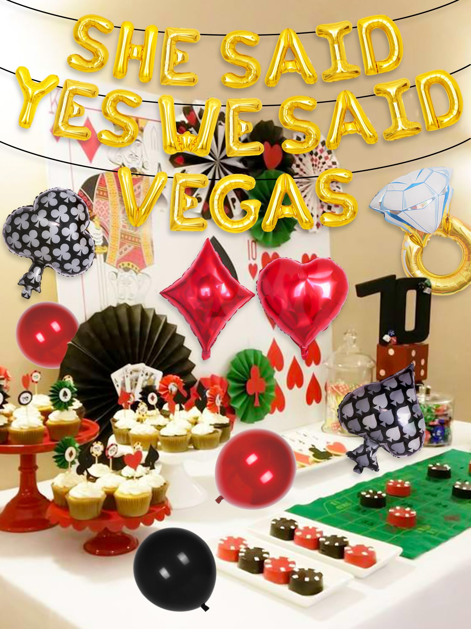 LaVenty 16 PCS She Said Yes We Said Vegas Balloon Las Vegas Bachelorette Party Decorations Casino Bachelorette Bridal Shower Balloons Garland