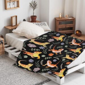 Bearded Dragon Reptiles Blanket Gift for Boy Girl Flannel Fuzzy Warm Plush Lightweight Soft Throw for Couch Sofa Bed Office Camping 50''x 60'' for Teens