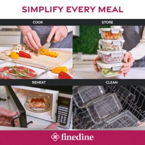 FineDine Vacuum Seal Glass Food Storage Containers With Hand Pump, 25 Piece Set, Airtight Pantry Kitchen Storage Containers w/Lids, Meal Prep Containers for Lunch, Leftovers