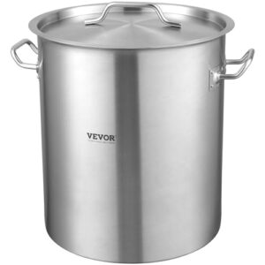 VEVOR Stainless Steel Stockpot, 42 Quart Large Cooking Pots, Cookware Sauce Pot with Strainer, Lid, and Handle, Heavy Duty Commercial Grade Stock Pot, Sanding Treatment, for Large Groups Events Silver