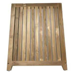 Genuine Teak Wood Spa Style Full Size Hamper, Top Load Double Hinged Lid, Slat Panel Woodgrain Finish, 19.75 Inch Width x 11 inch Depth x 26 Inch Tall