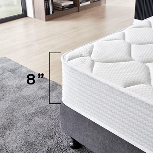 California King Mattress - 8 Inch Cool Memory Foam & Spring Hybrid Mattress with Breathable Cover - Comfort Tight Top - Rolled in a Box - Oliver & Smith