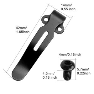 homfanseec 2 Pack Deep Carry Pocket Clips with 4 Pieces Screws, Pocket Knife Clip Replacement for Knife 515 535 Series Practical Waist 2 Hole Support Stand Grip DIY Outdoor Accessories Tool(Black)