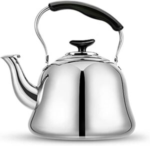 whistling stovetop tea kettle 2l food grade stainless steel teapot, hot water fast to boil tea kettle stovetop with wide mouth, anti-scalding handle teakettle for gas, induction, electric, tea&coffee