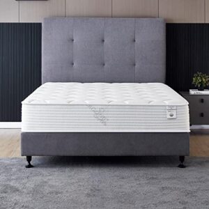 california king mattress - 8 inch cool memory foam & spring hybrid mattress with breathable cover - comfort tight top - rolled in a box - oliver & smith