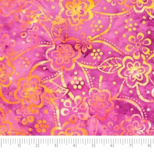 stitch & sparkle indonesian premium batik cotton yellow flowers on pink