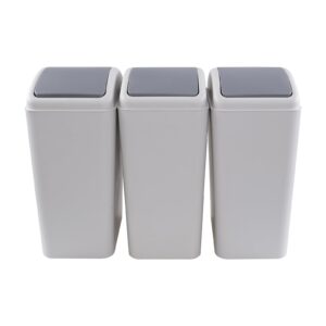 asking 4.5 gallon small trash can with swing-top lid, 3-pack swing plastic waste bin, gray