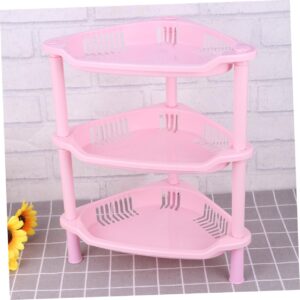 BUGUUYO 3Layer Plastic Small Storage Organizer Basket Corner Shelf Rack for Home Bathroom Kitchen Compact Design for Efficient Space Saving