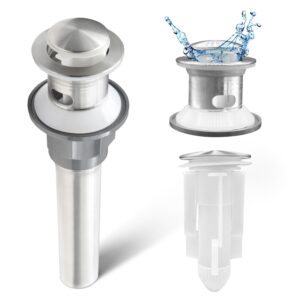 pop up drain stopper with overflow, stainless steel - rust proof, detachable cap, durable, anti-clogging drain, easy to install, pop-up drain stopper for bathroom and kitchen sink, made in korea