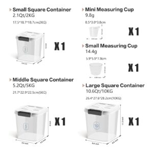 LivLab Flour Container - Rice Dispenser 20lbs/10kg/10.6qt Food Cereal Container Bins with Measuring Cup for Household Pantry Organization (20lbs)