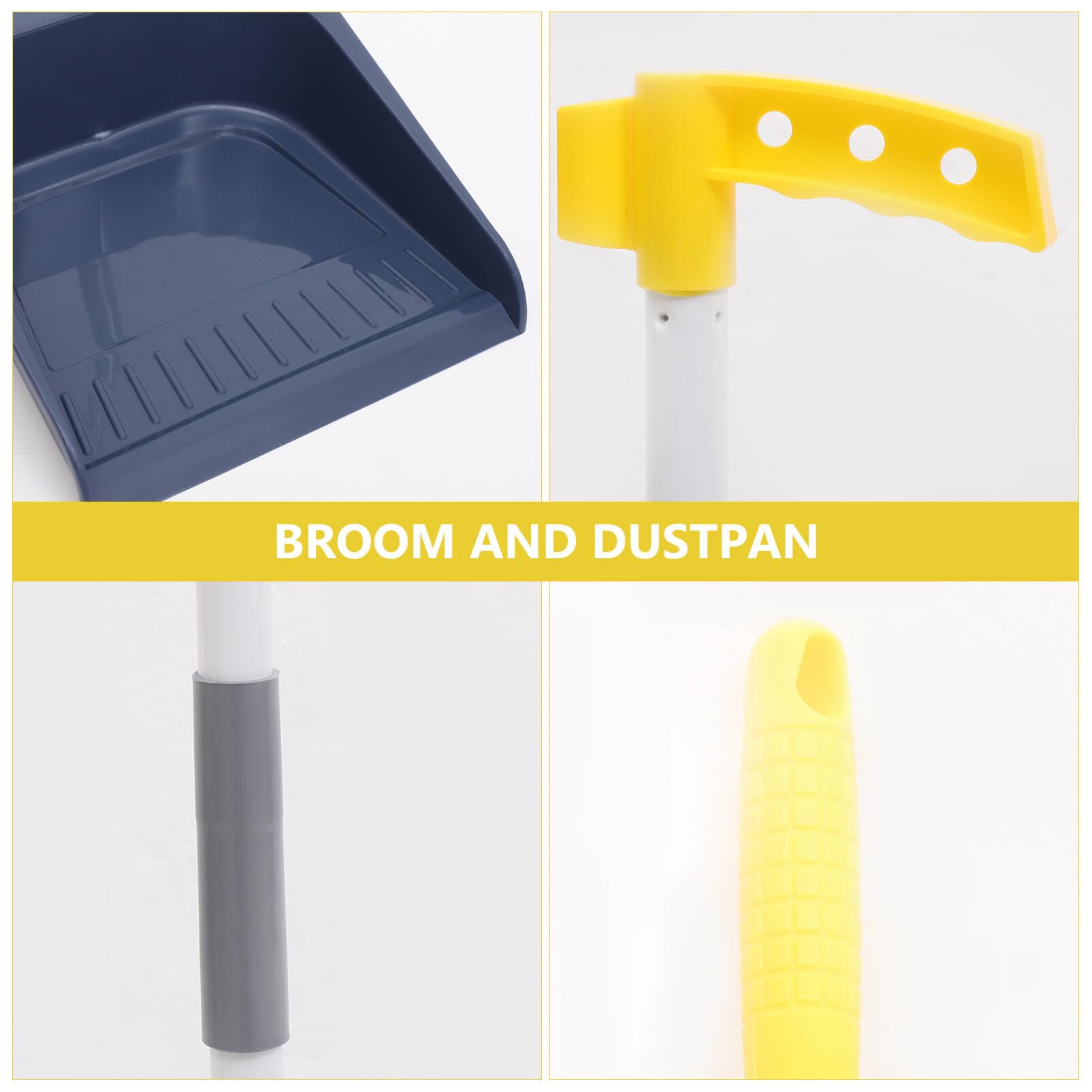 Healifty Dustpan and Broom Set, Stand Up Dustpans with Broom Household Sweeping Broom Handheld Broom for Lobby Garage Cleaning Supplies Blue