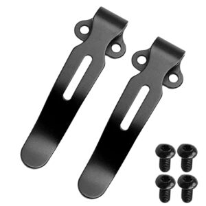 homfanseec 2 pack deep carry pocket clips with 4 pieces screws, pocket knife clip replacement for knife 515 535 series practical waist 2 hole support stand grip diy outdoor accessories tool(black)