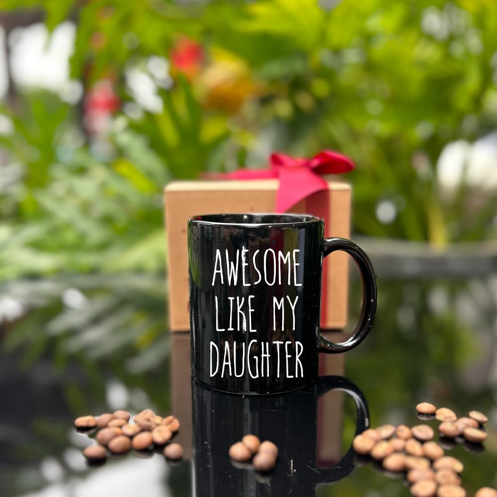 MNEDLAD Awesome Like My Daughter Mug, Inspirational Birthday Gifts for Dad Father Grandpa Men, Funny Gag Father's Day Gifts from Daughter Son Kids Wife, Christmas Gifts for New Dad Father Husband Men