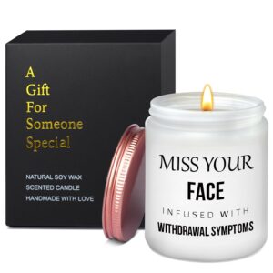 Best Friends Gifts for Women, Unique Christams Gifts for Women Birthday Present, Friendship Gifts for Women, Miss Your Face Lavender Candle Gifts for Bestie, Funny Gifts Idea for Friend Sister Mom