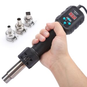 yihua 8858 iv multi-purpose heat gun for crafting, electronics soldering, diy, shrink tubing and wrap, torch marker and paste, epoxy resin with temperature and air volume control function, 3 nozzles